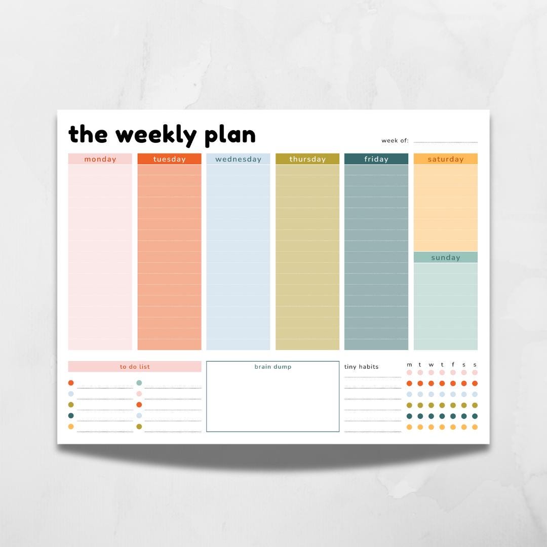 Minimalist Weekly Planner Printable | Undated Organizer (letter & A4 ...
