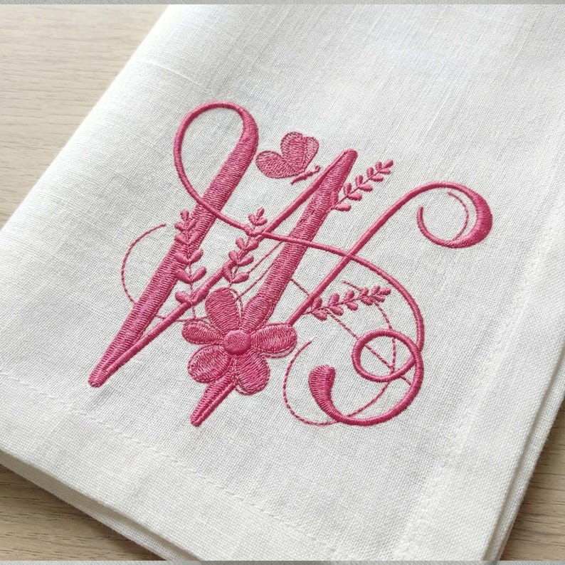 Personalized Embroidered Linen Napkins Custom Monogram Cloth Dinner ...