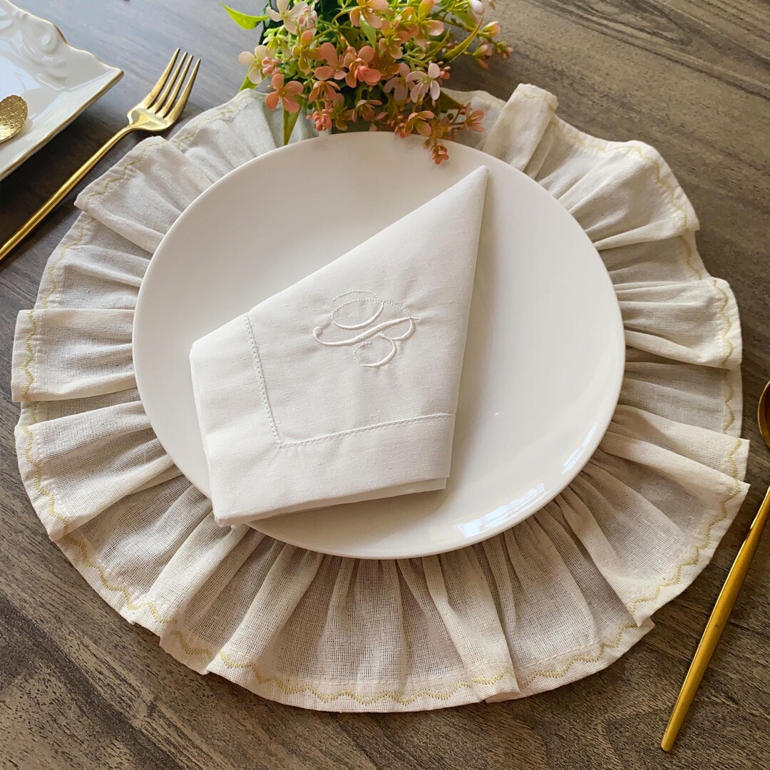 Monogram Embroidered Linen Napkins, Personalized Linen Napkin ...