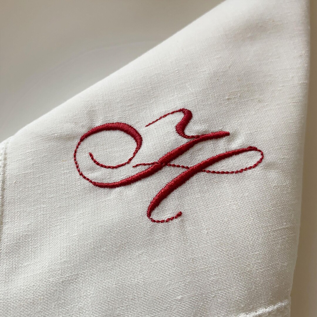Monogrammed Embroidery Linen Napkins, Personalized Linen Napkin ...