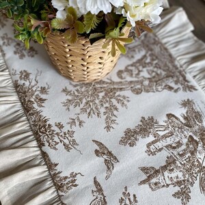 French Table Runner Toile Ruffle Custom - Wedding Farmhouse Decor ...