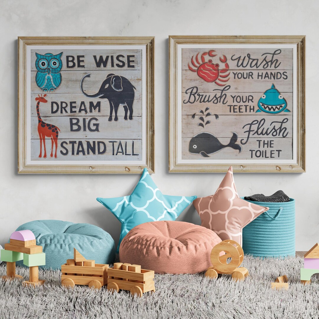 Nursery Inspirational Wall Art Printable Set of 2, Kids Wall Decor ...