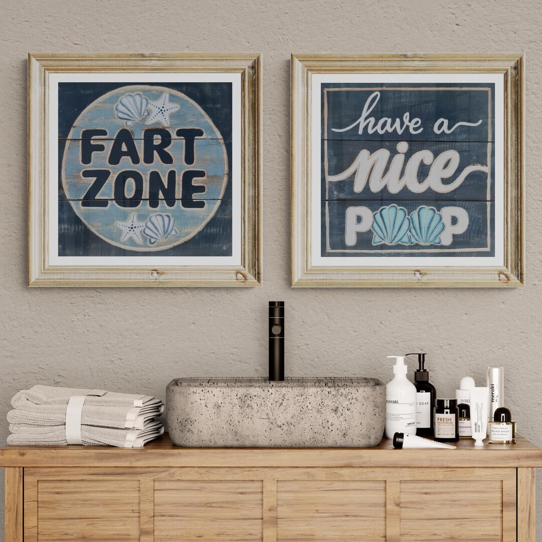 Funny Toilet Printable Set of 2, Have a Nice Poop Wall Art,fart Zone ...