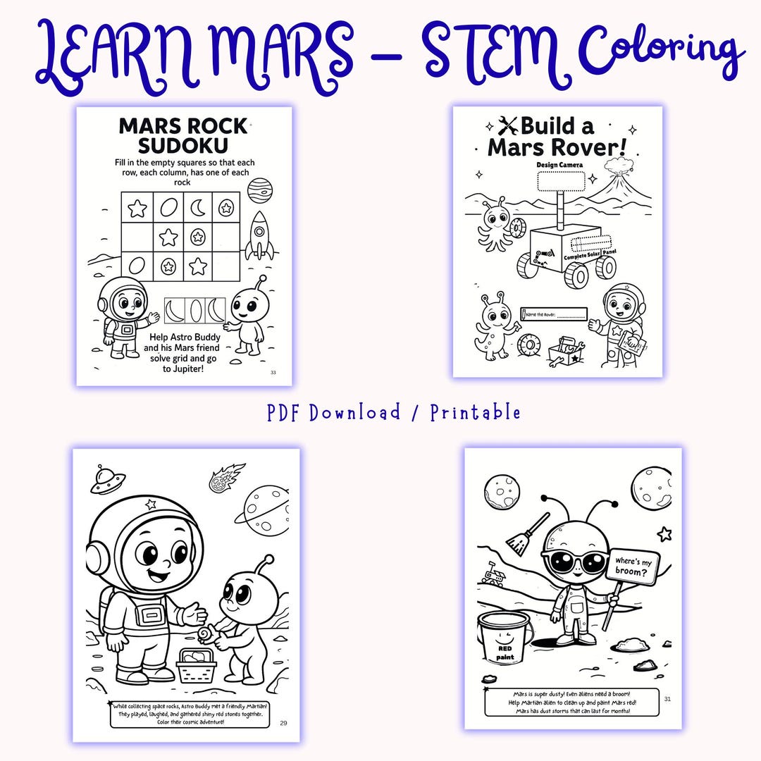 Mars STEM Activities for Kids | Printable Space Logic Puzzles | Mars ...