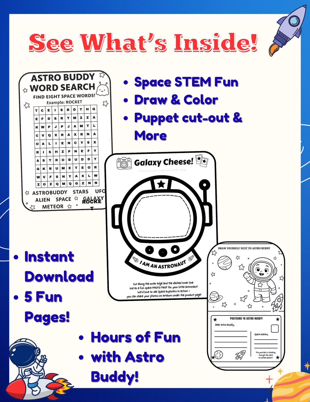 Astro Buddy Space Coloring Pages for Kids | Printable STEM Activities ...