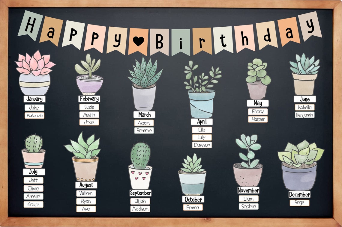 SVG Succulent Print and Cut School Birthday Board, DIY Kit for ...