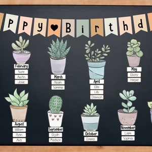 SVG Succulent Print and Cut School Birthday Board, DIY Kit for ...