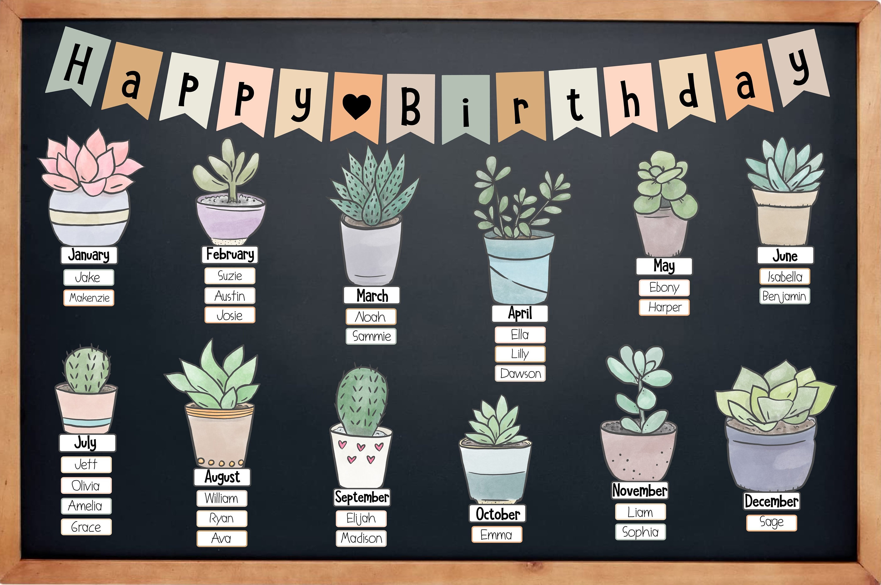 SVG Succulent Print and Cut School Birthday Board, DIY Kit for ...