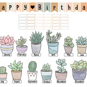 SVG Succulent Print and Cut School Birthday Board, DIY Kit for ...