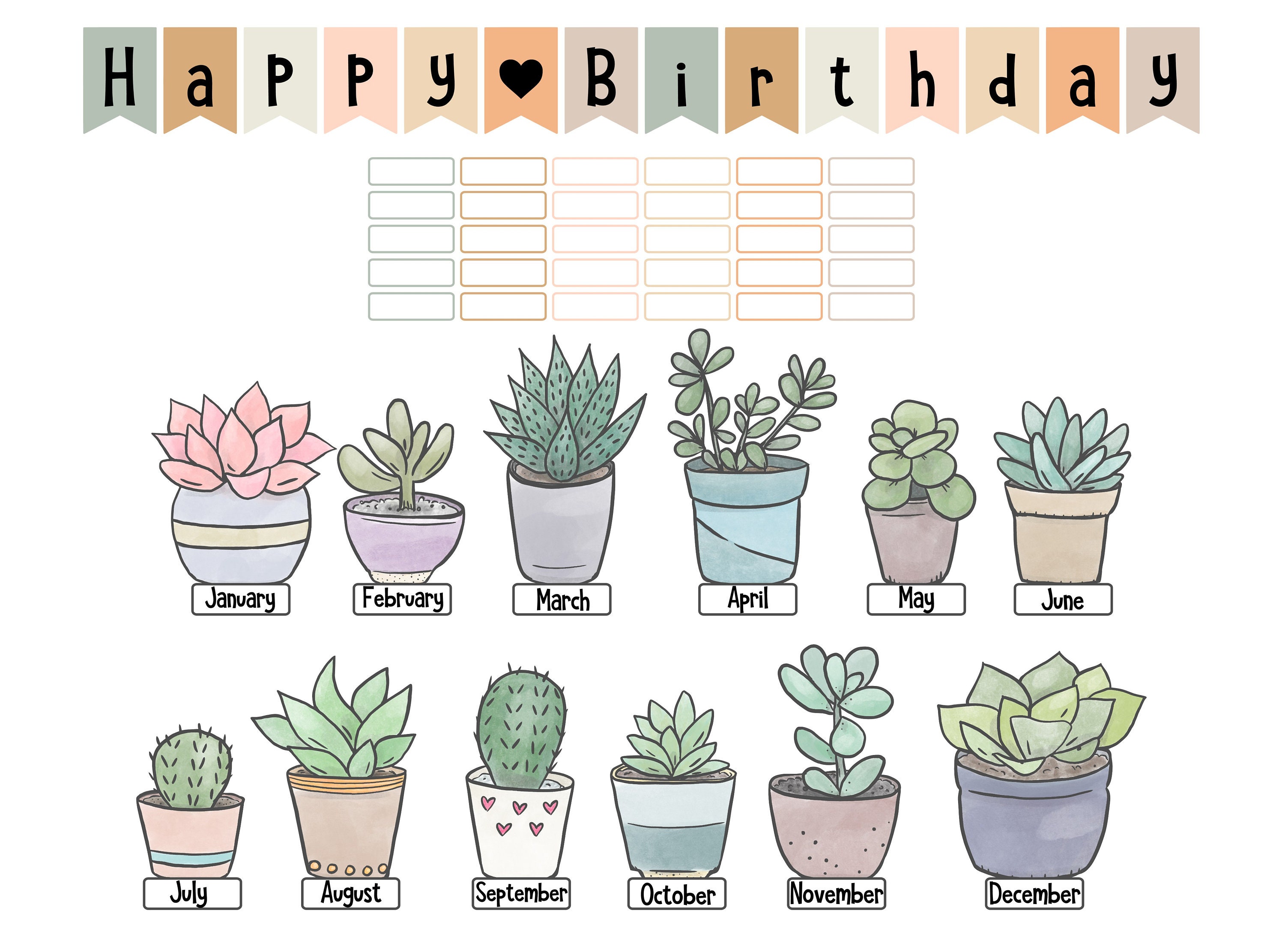 SVG Succulent Print and Cut School Birthday Board DIY Kit for - Etsy