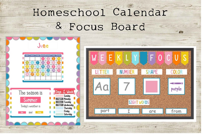 SVG Print and Cut Homeschool Calendar, Focus Board, DIY Kit for ...