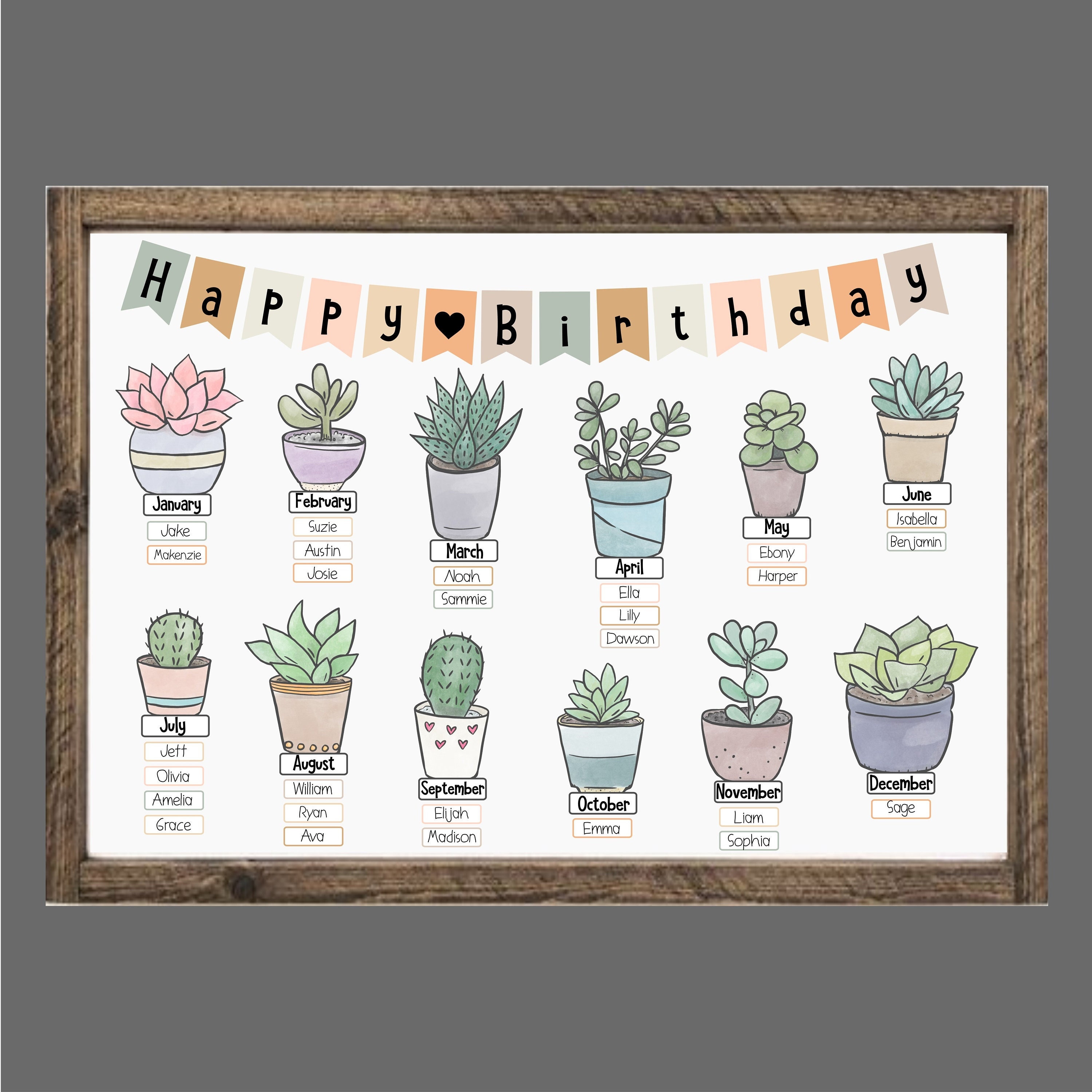 SVG Succulent Print and Cut School Birthday Board, DIY Kit for ...