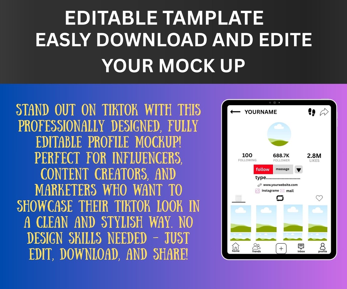 TIKTOK Mock-up Template,editable Canva Templates for Videos, Posts ...