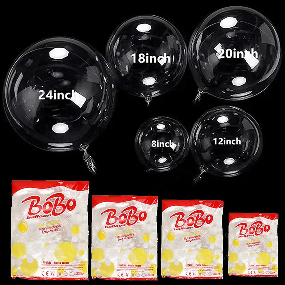 10pcs Transparent Bobo Balloon 10/12/18/20/24inch Happy Birthday Bubble ...