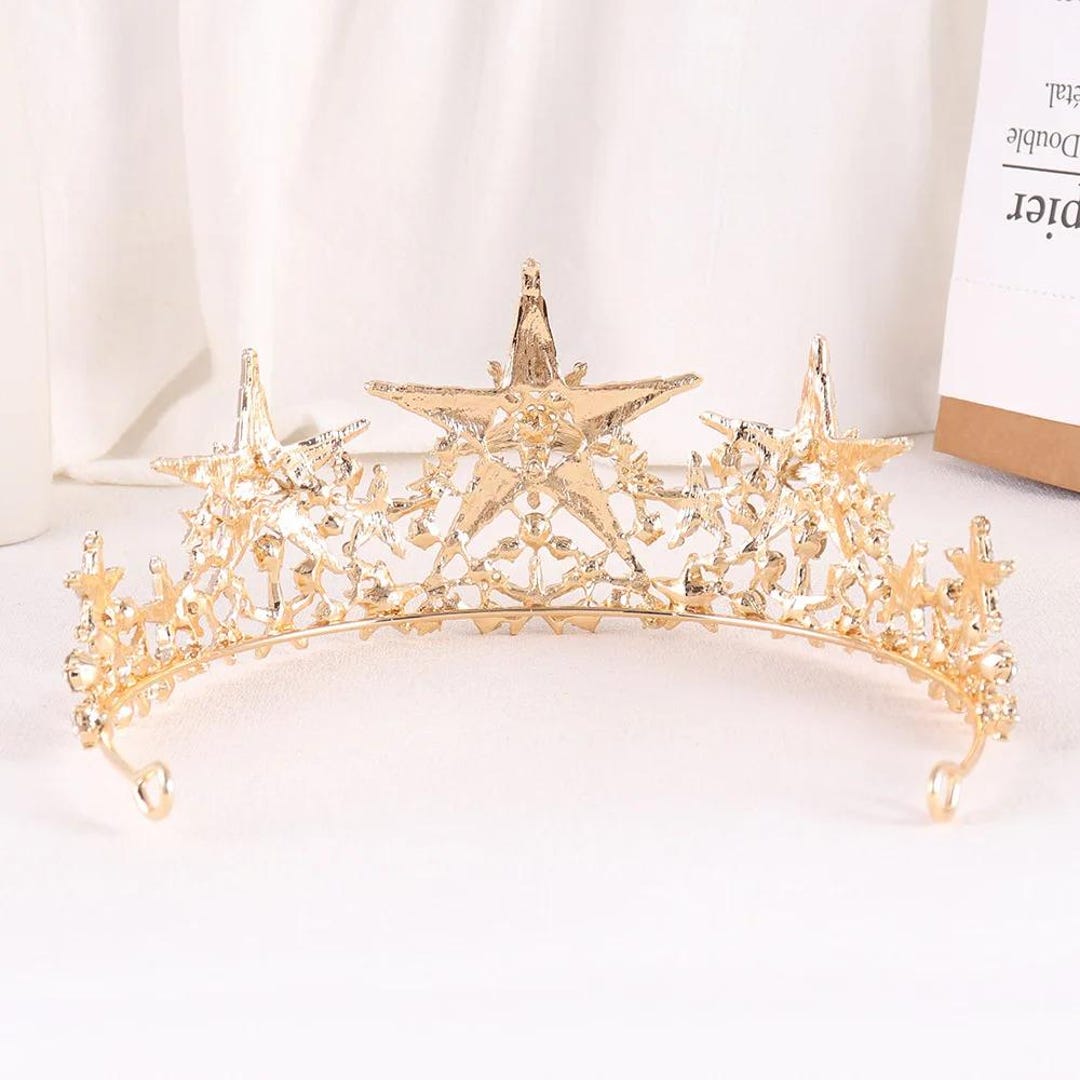 Baroque Star Crown Crystal Bridal Tiara Rhinestone Pageant Diadem Bride ...