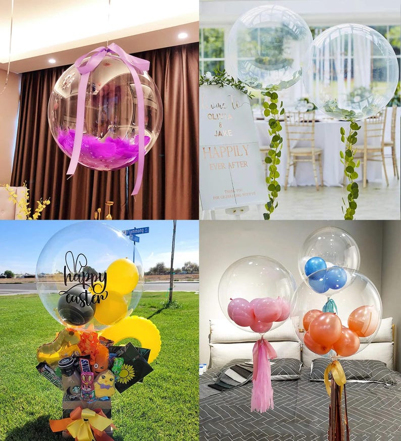 50 PCS Clear Transparent Bubble Balloons With LED Lights, Bulk Party ...