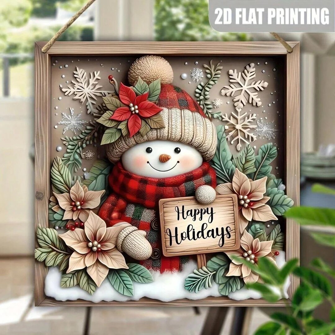 2D Flat Print Christmas Hanging Plaques – Charming Snowman Vintage ...