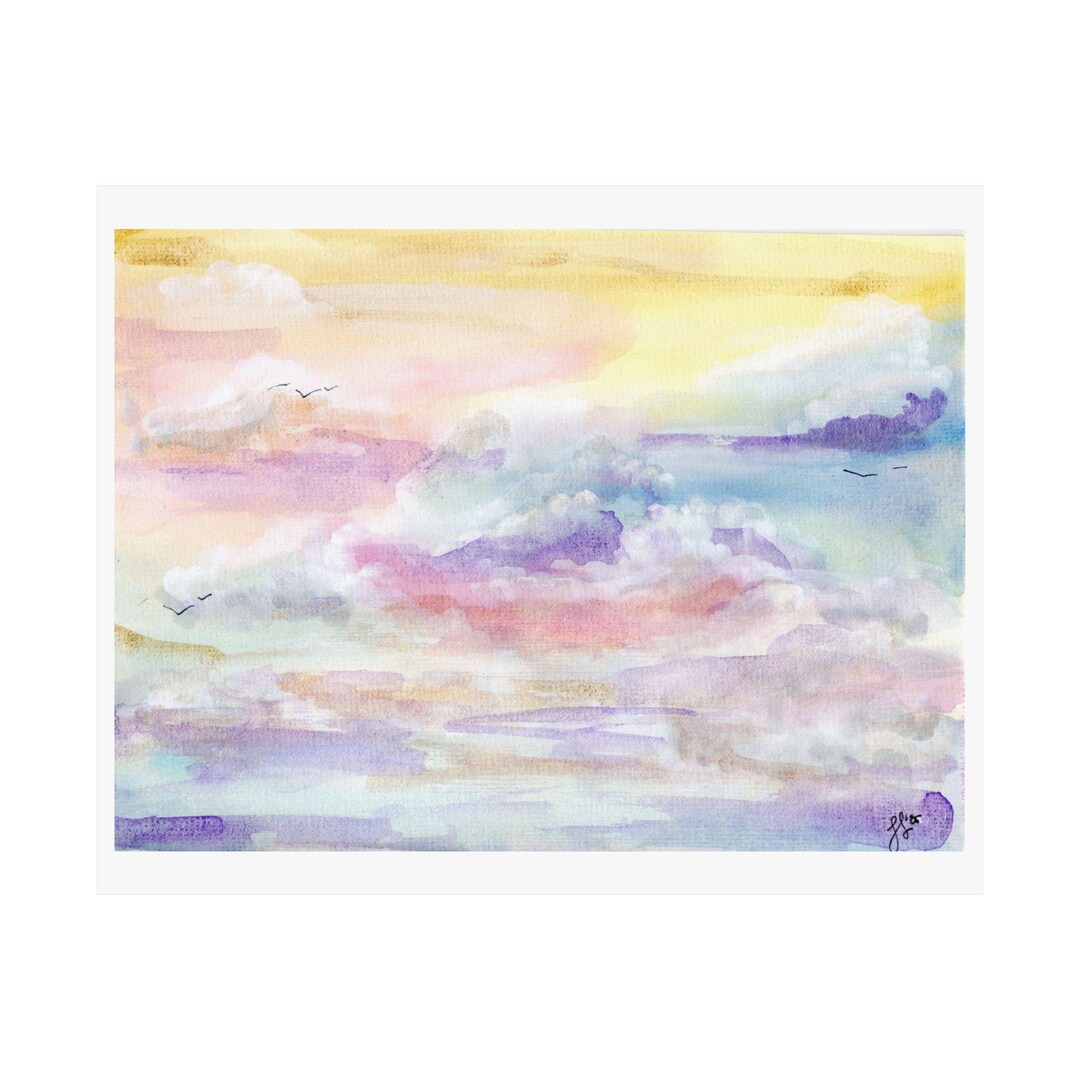 Matte Watercolor Art Print - Dreamy Pastel Sky - by Jared M Scheck - Etsy