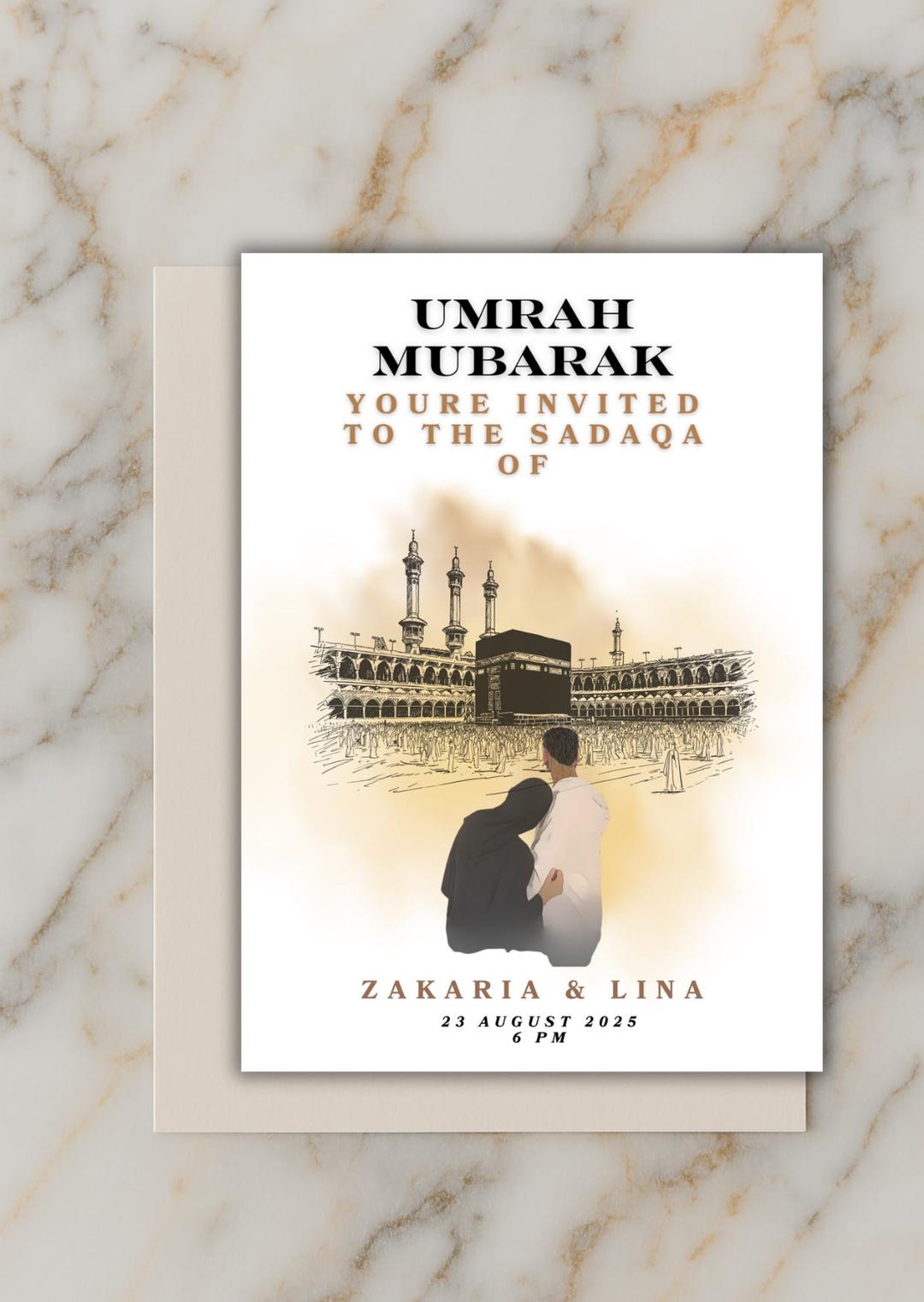 Umrah Mubarak / Sadaqa Invitation Card | Personalized Islamic Family ...