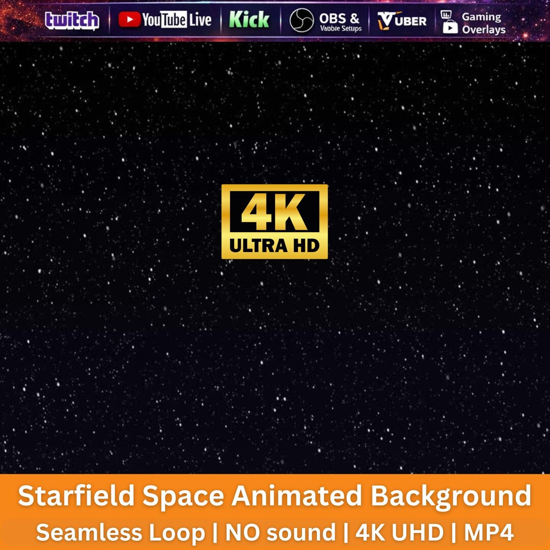 Starfield Space 4K Animated Background Loop MP4 | OBS Twitch Stream ...