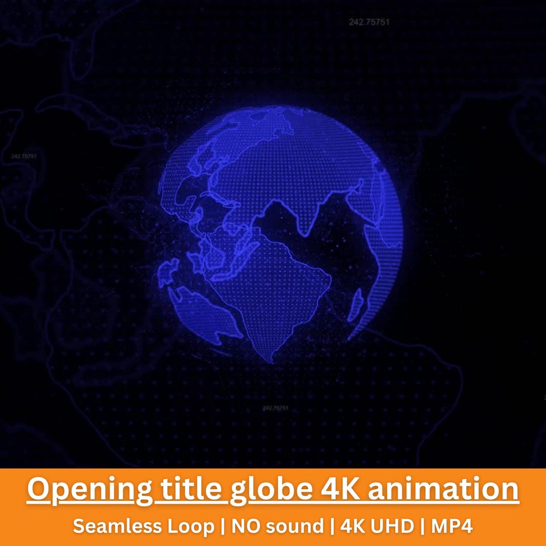 4K Globe Animation, Opening Title, Global Intro Loop (MP4) - Etsy