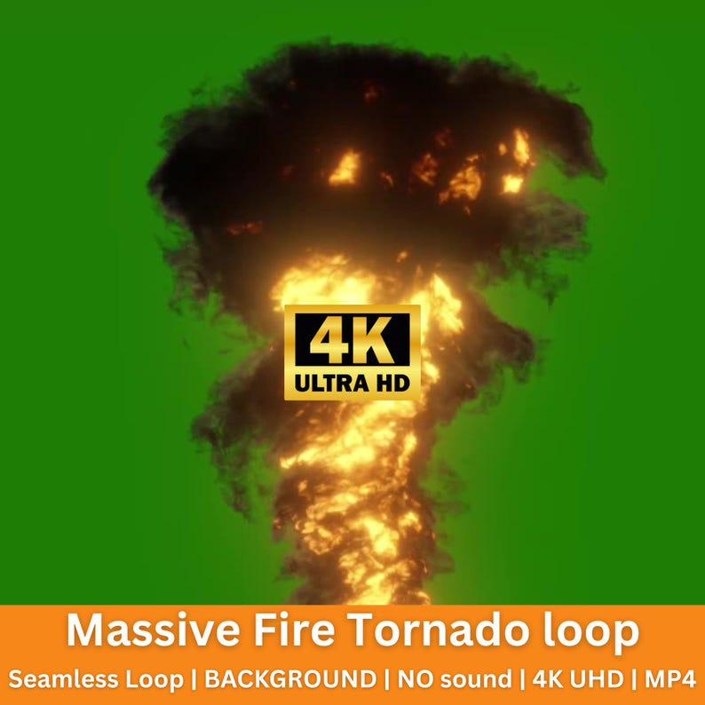 Hyper Realistic Massive Fire Tornado 4K Loop Green Screen VFX Flame ...