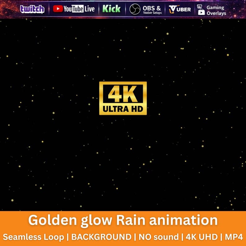 Gold Glow Rain Background | Luxury Golden Sparkle Rain Animation | OBS ...