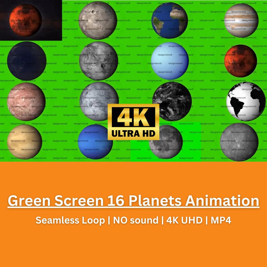 Green Screen 16 Planets 4K Animation for Video Projects - Etsy