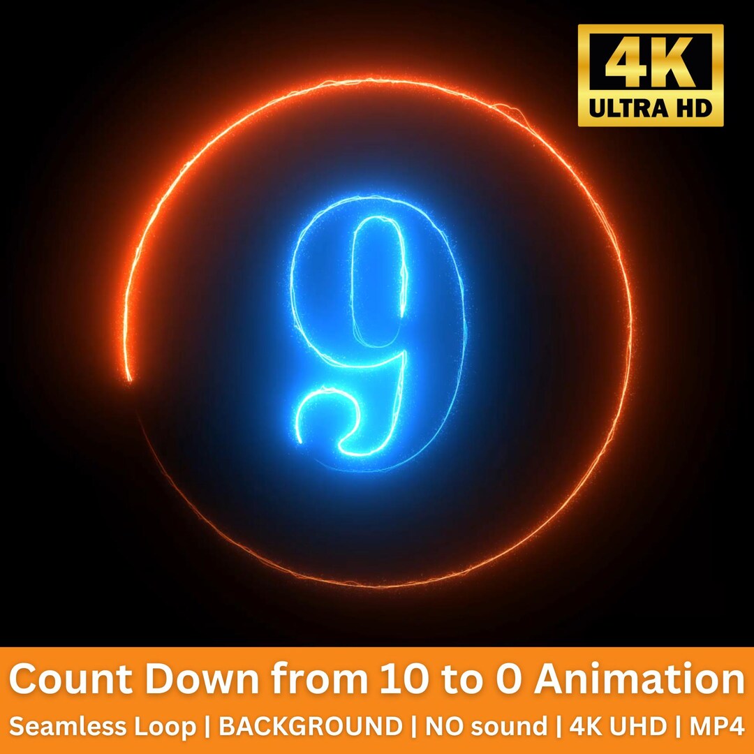 10 to 0 Countdown 4K Animation Countdown Motion Graphic Timer - Etsy