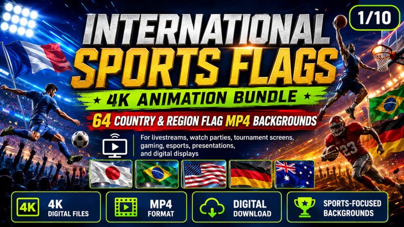 International Sports Flags 4K Animation Bundle | 64 Country Flag MP4 ...