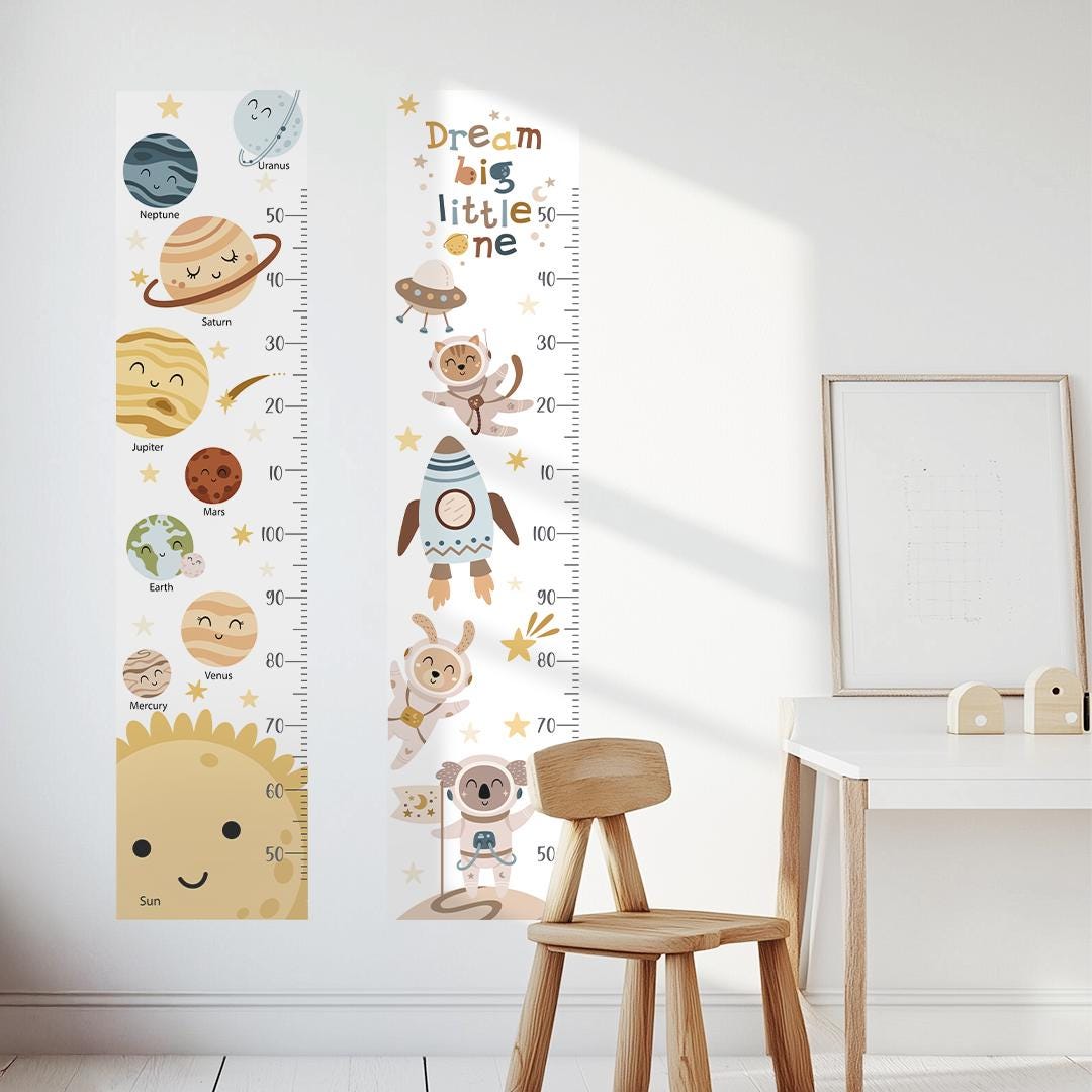 Space Growth Chart Wall Decals – Galaxy Nursery Decor With Rockets ...