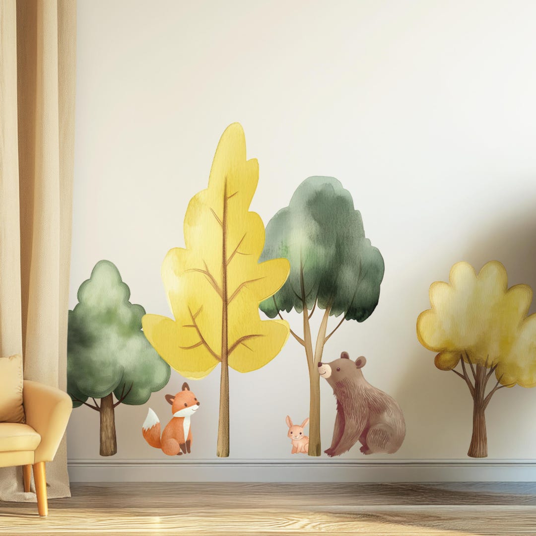 Woodland Animals & Trees Wall Decals – XL and XXL Removable GREENGUARD ...