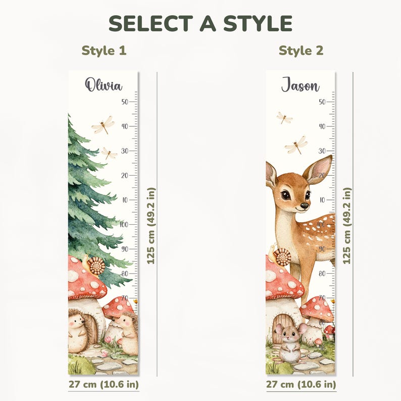 Woodland Themed Growth Chart Wall Decals – Personalized With Child’s ...