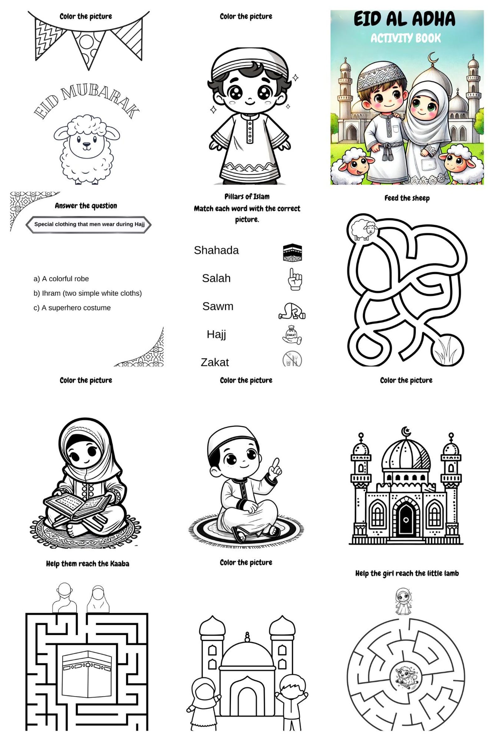 Hajj Kids Activity, Eid Al Adha Printable, Eid Al Adha Activities, Eid ...