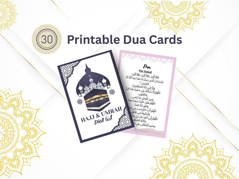 Hajj Duas Printable Cards, Hajj Gift Dua Cards, Hajj Dua Flash Cards ...