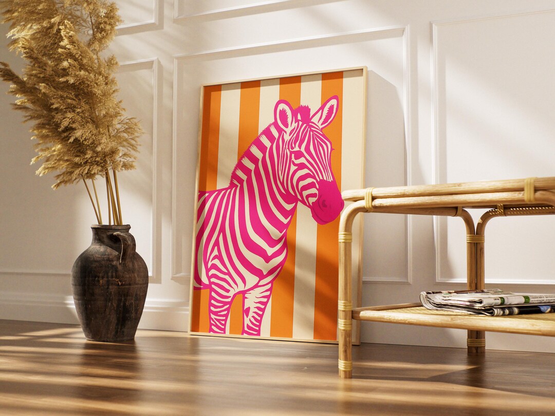 Pink Zebra Pop Art Print - Retro Modern Wall Decor (digital Download ...