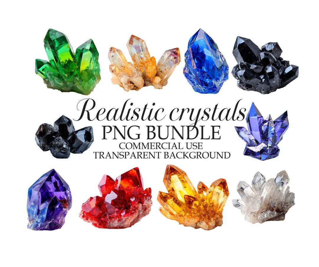 Realistic Crystals PNG Bundle, Crystal Clipart, Gemstone PNG Art ...