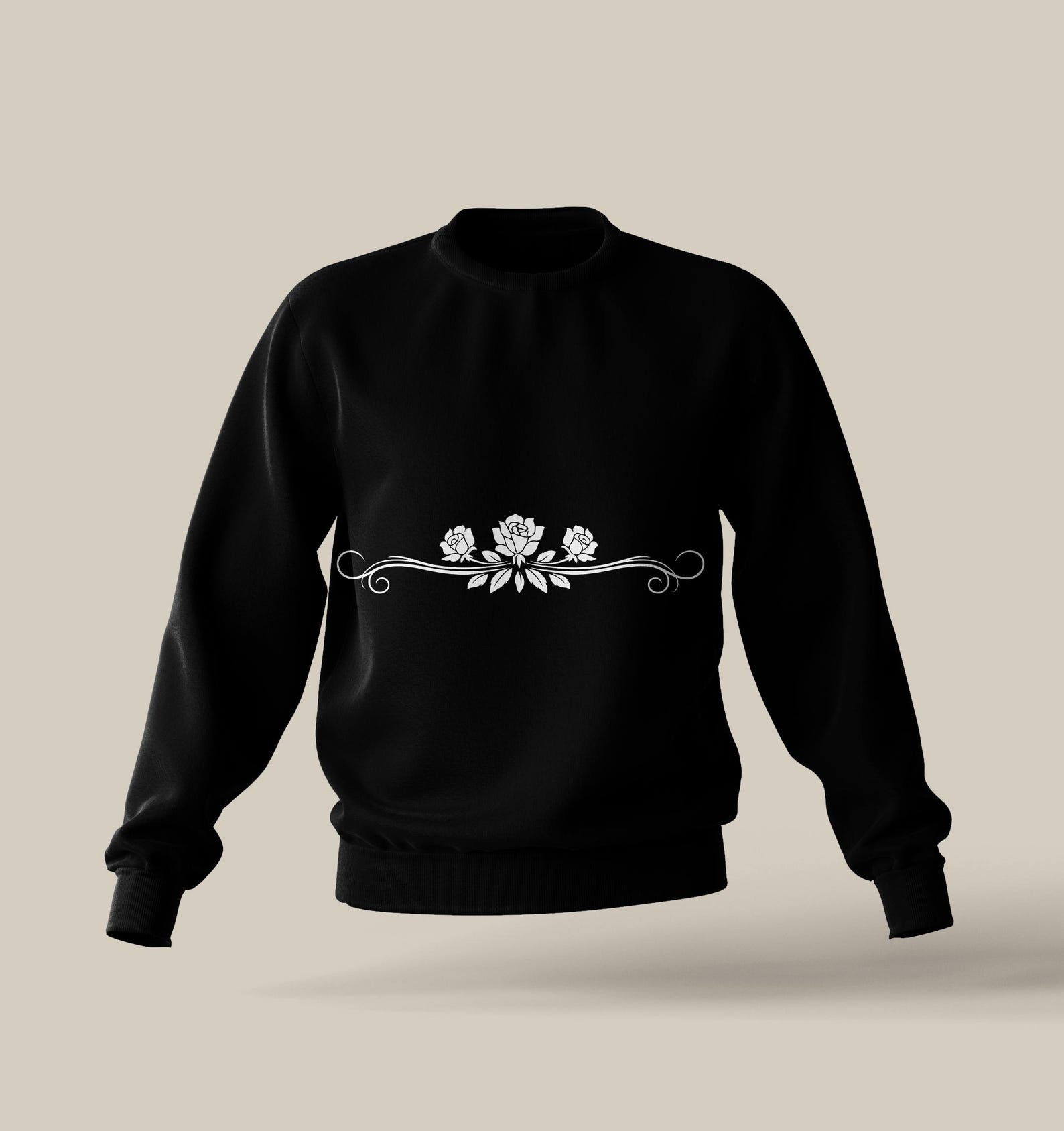 Rose Text Divider PNG — Transparent Floral Flourish, Black Ornamental ...