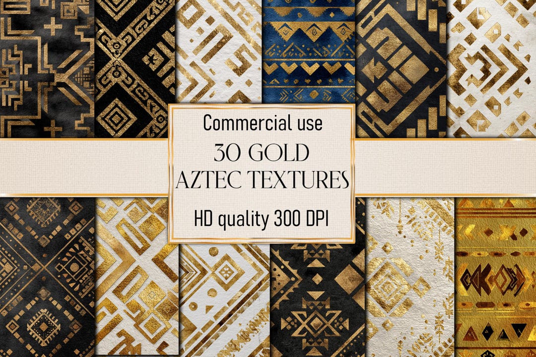 Gold Aztec Digital Paper: Tribal Texture Backgrounds (PNG Download) - Etsy