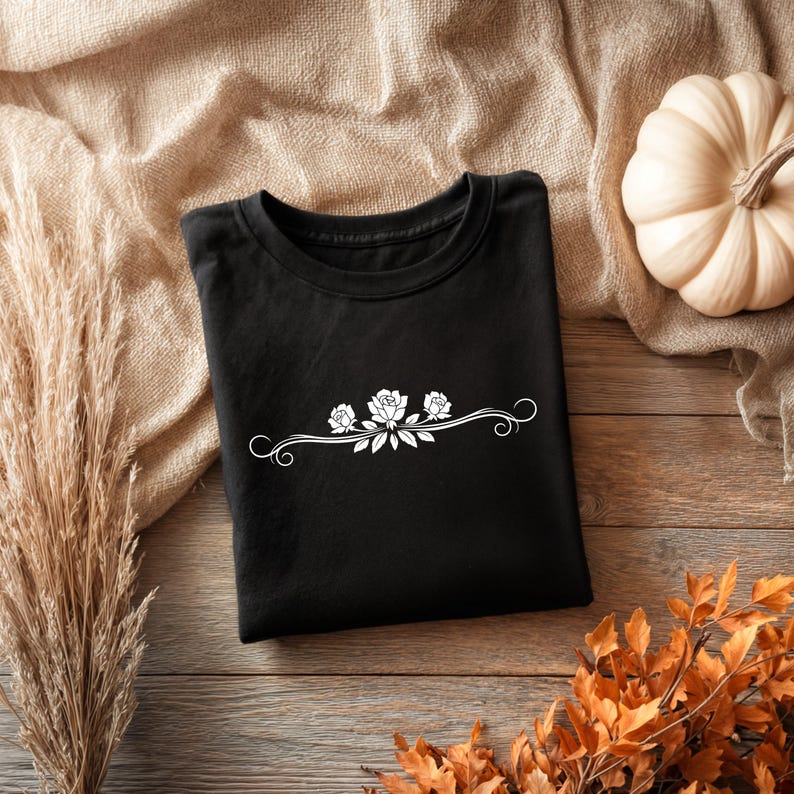 Rose Text Divider PNG — Transparent Floral Flourish, Black Ornamental ...