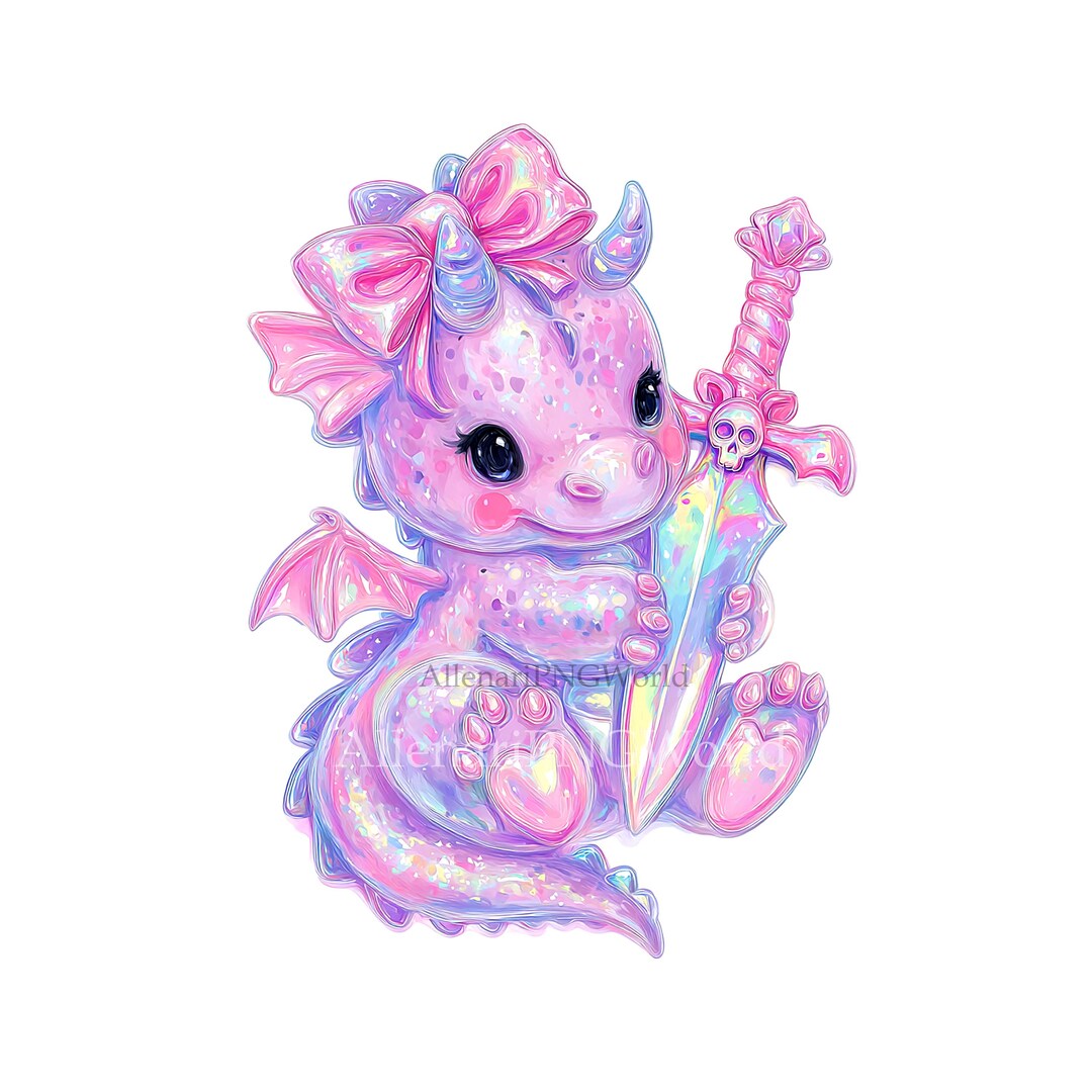 2 Preppy Dragon Pngs — Pastel Kawaii Transparent, Watercolor Cute Baby ...