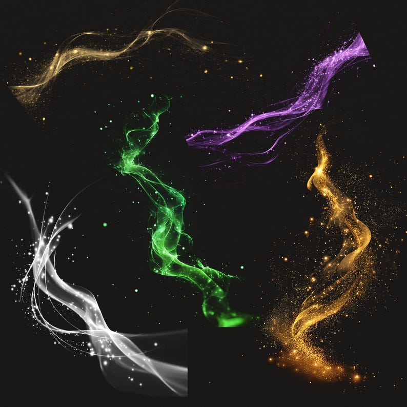 Magic PNG Clipart Bundle, 14 Glowing Light Swirls, Fantasy Overlay ...