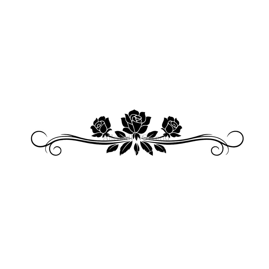 Rose Text Divider PNG — Transparent Floral Flourish, Black Ornamental ...