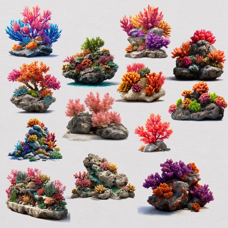 Sea Coral PNG Clipart Bundle: Marine Life Illustrations (transparent ...