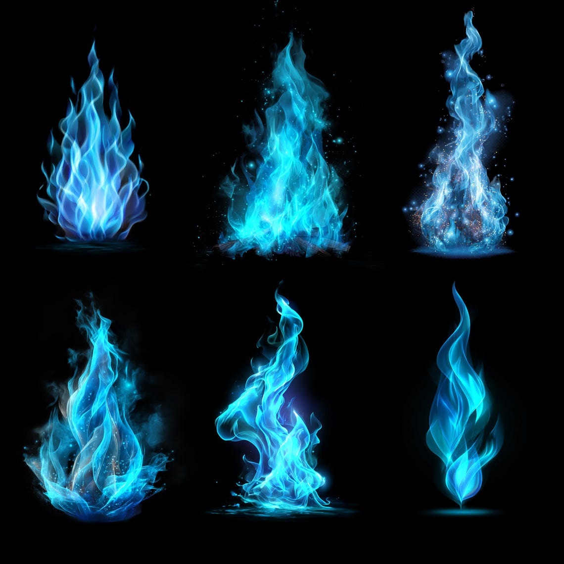 Light Flame Fire PNG Bundle | Blue Flame Illustration Clipart ...