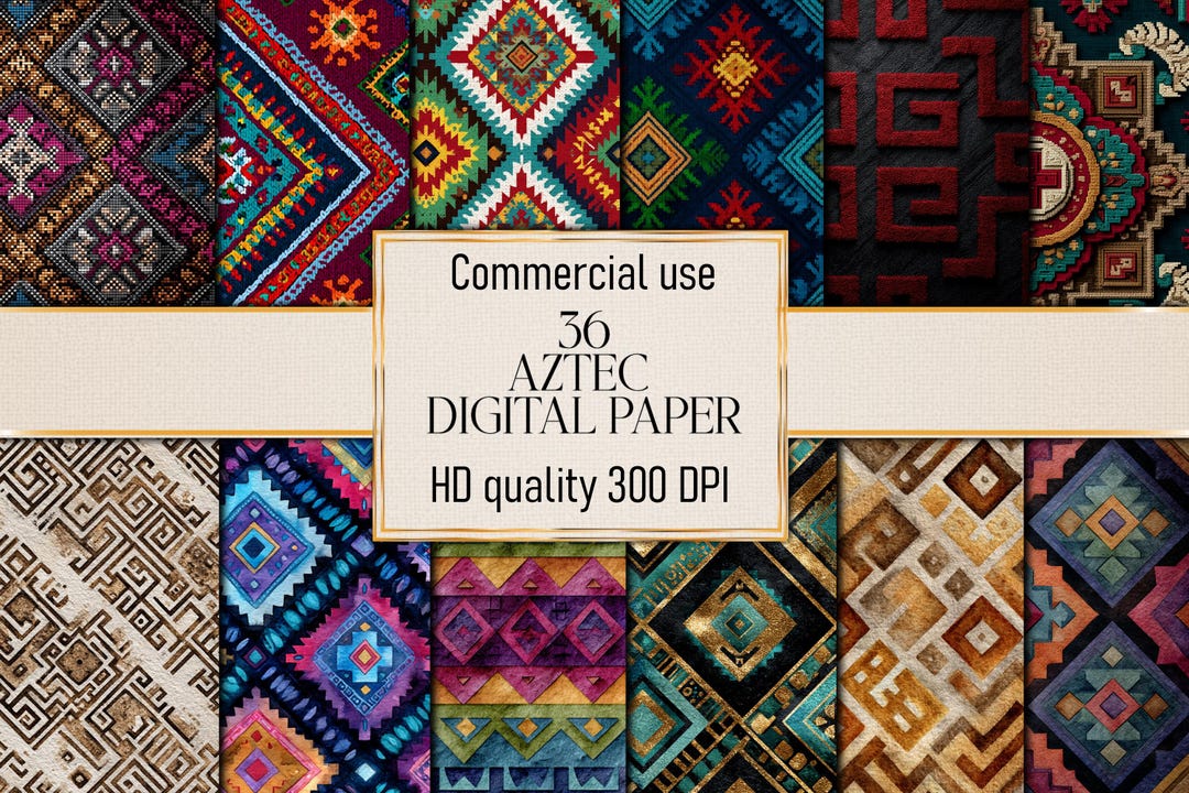Aztec Digital Paper: Seamless Tribal Patterns (PNG, Commercial Use) - Etsy