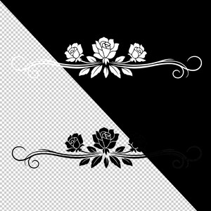 Rose Text Divider PNG — Transparent Floral Flourish, Black Ornamental ...
