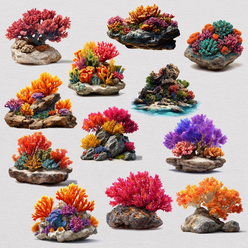 Sea Coral PNG Clipart Bundle: Marine Life Illustrations (transparent ...