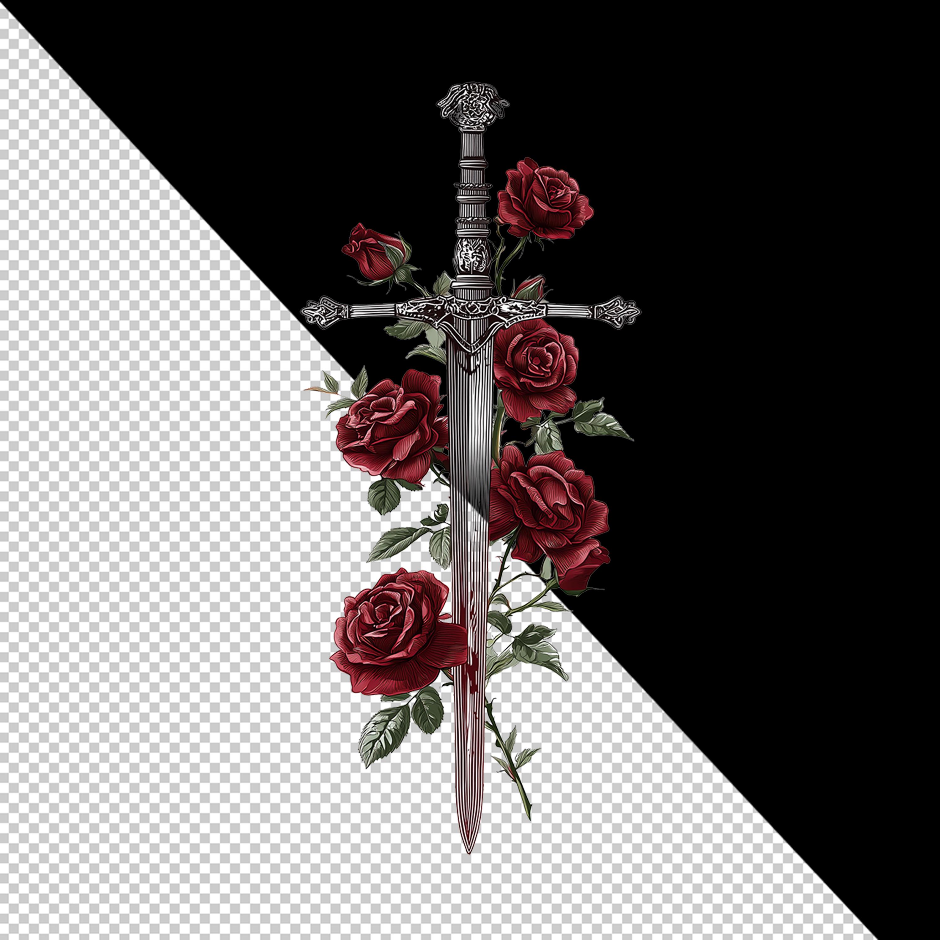 Floral Sword Png Clipart Bundle, Fantasy Sword With Flowers, Gothic ...