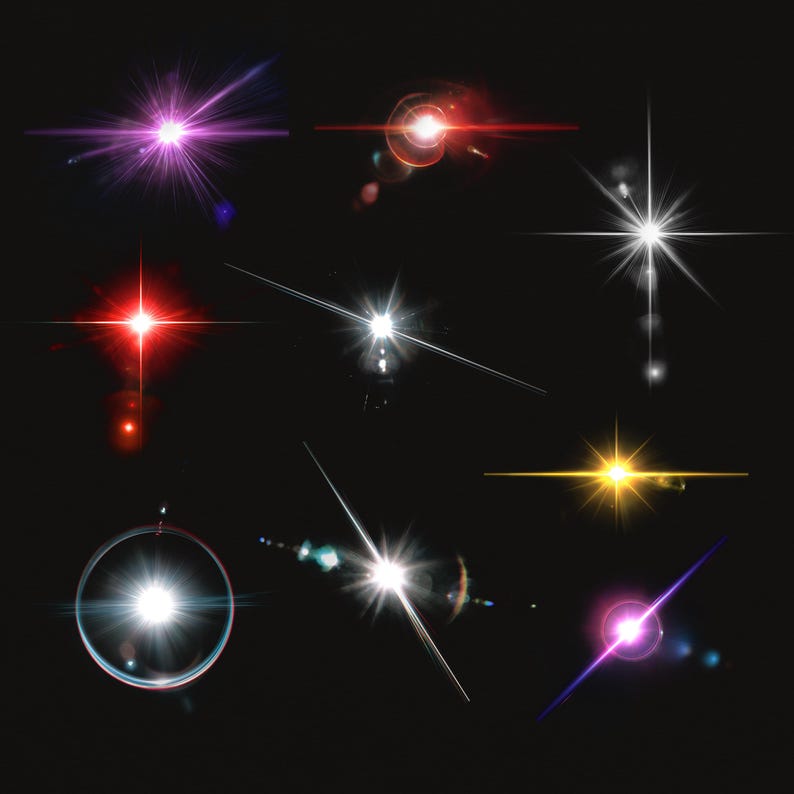 Lens Flare PNG Clipart Bundle, Light Effect Overlays (digital Download ...